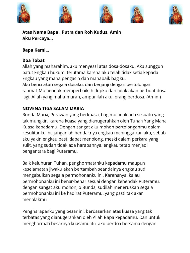 Novena 3 Kali Salam Maria | PDF