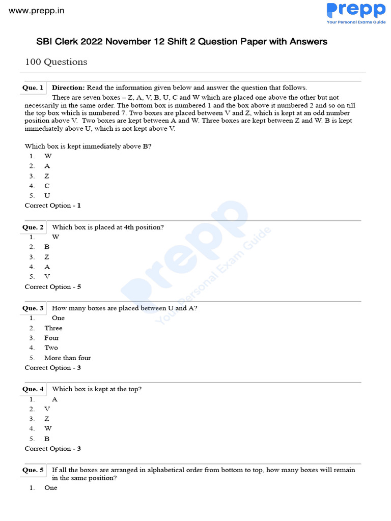 SBI Clerk 2022 November 12 Shift 2 Question Paper With Answers | PDF | Climate Change | Earth ...