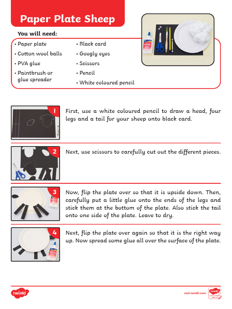 Paper Plate Sheep Craft Instructions | PDF | Textiles | Conservation ...