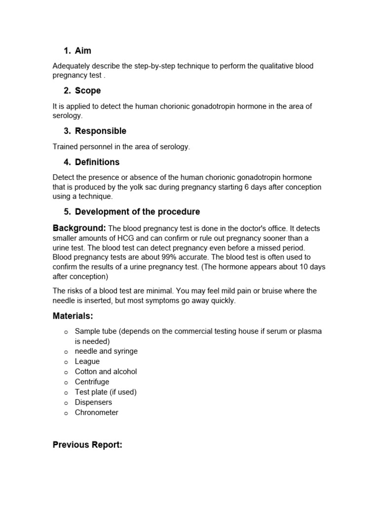 POE Qualitative Blood Pregnancy Test | PDF | Human Chorionic ...