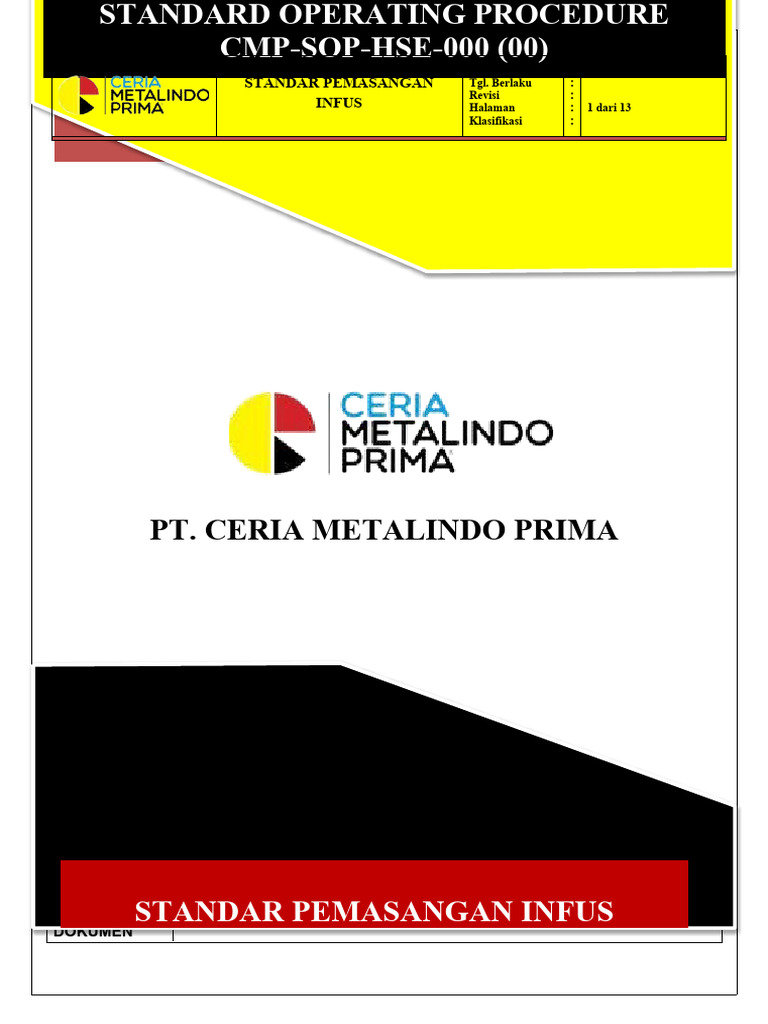 Standar Pemasangan Infus di CMP | PDF