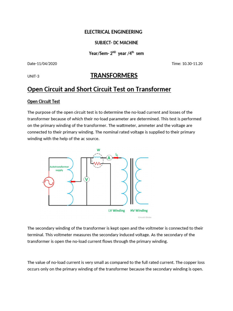 Open Circuit Test | PDF