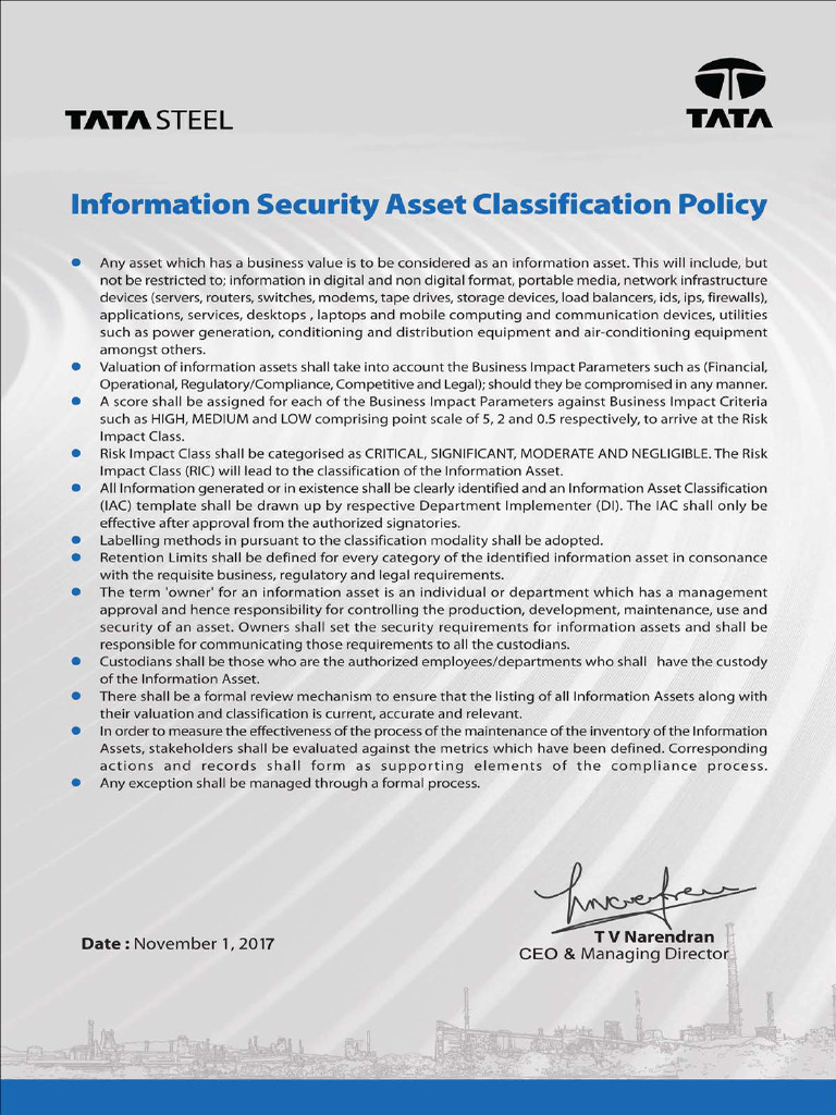 Info Secy Asset Classification | PDF