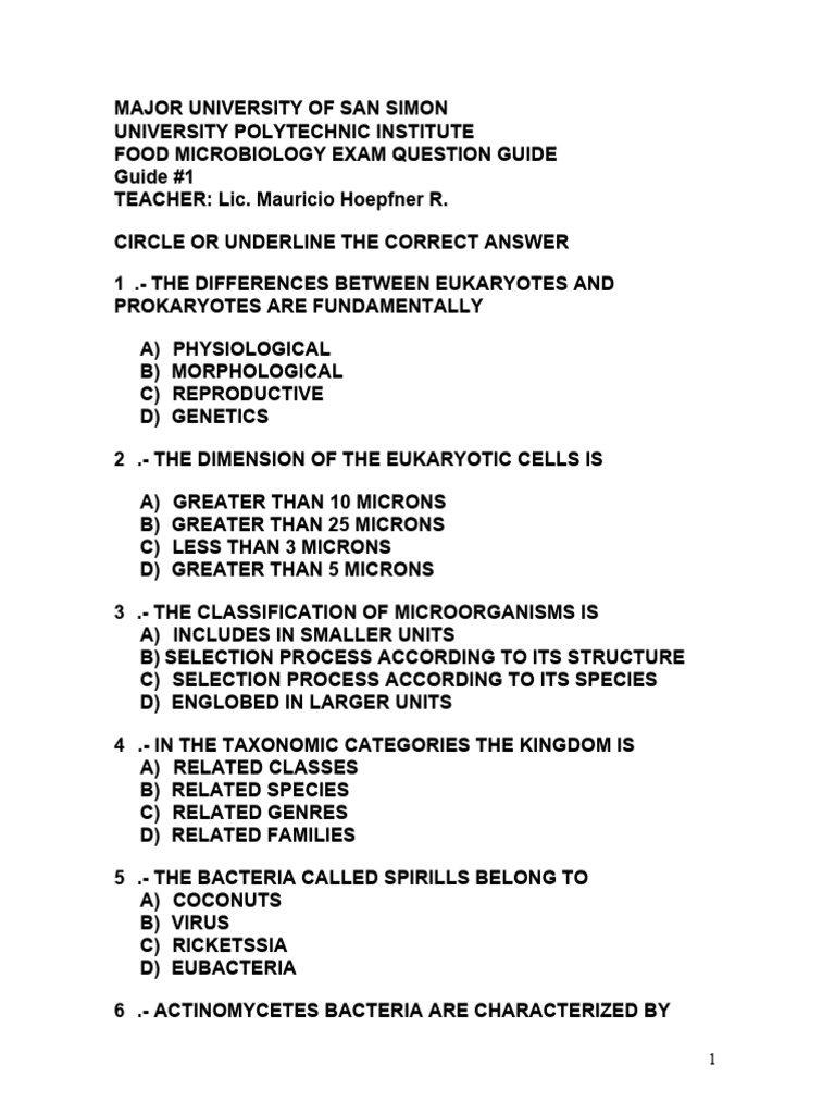 Food Microbiology Exam Question Guide | PDF | Bacteria | Enzyme