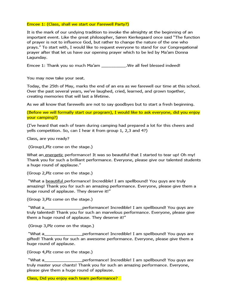 Farewell Party Script | PDF