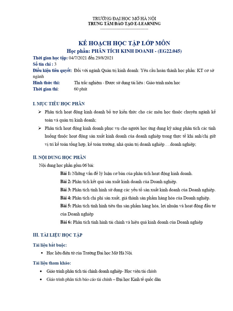 EG22.045. Kế hoạch học | PDF