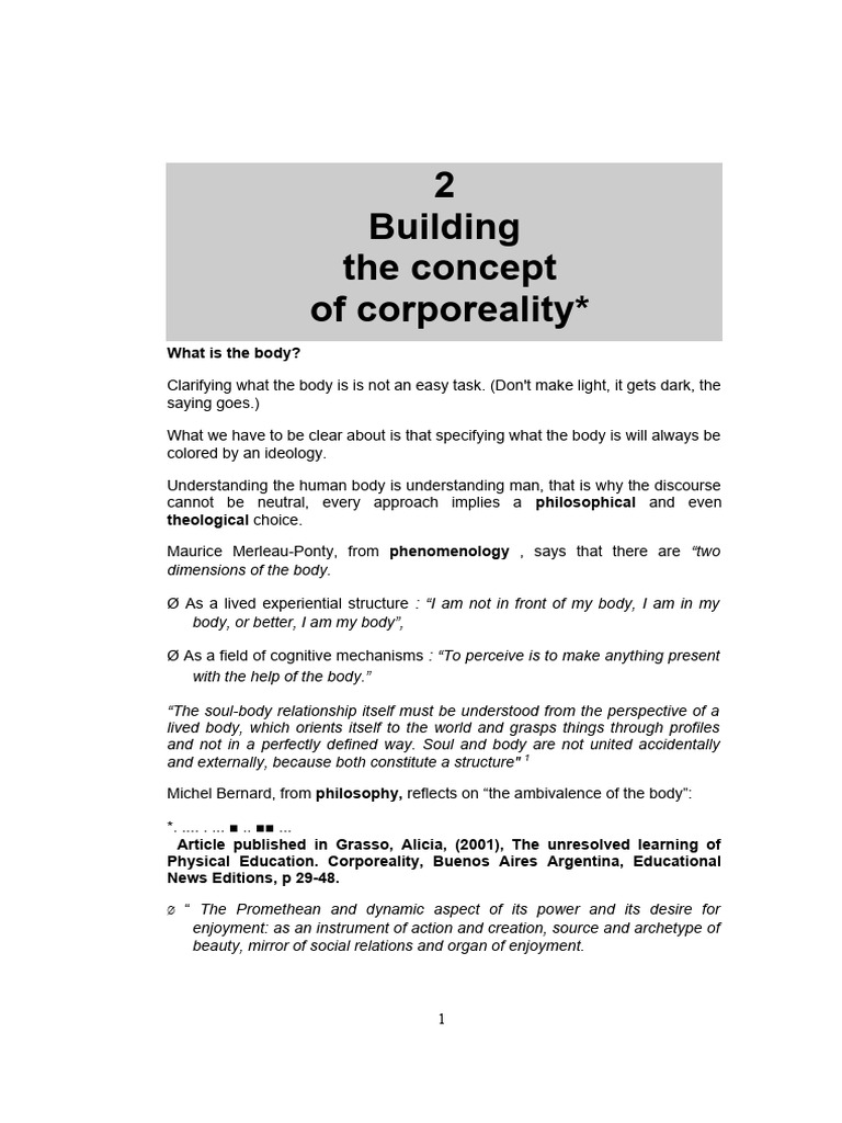 Building The Concept of Corporeality | PDF | Feeling | Odor