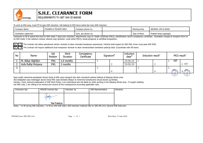 SHE Induction for Contractors | PDF