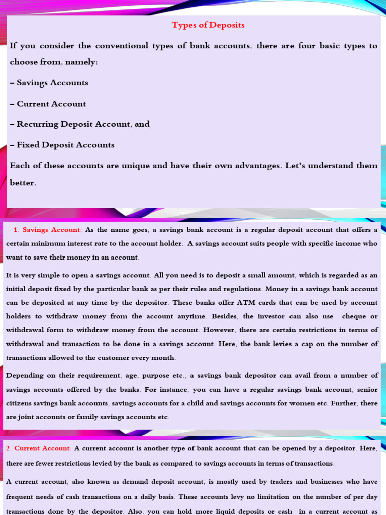 Types of Banks Accounts | PDF | Transaction Account | Banks