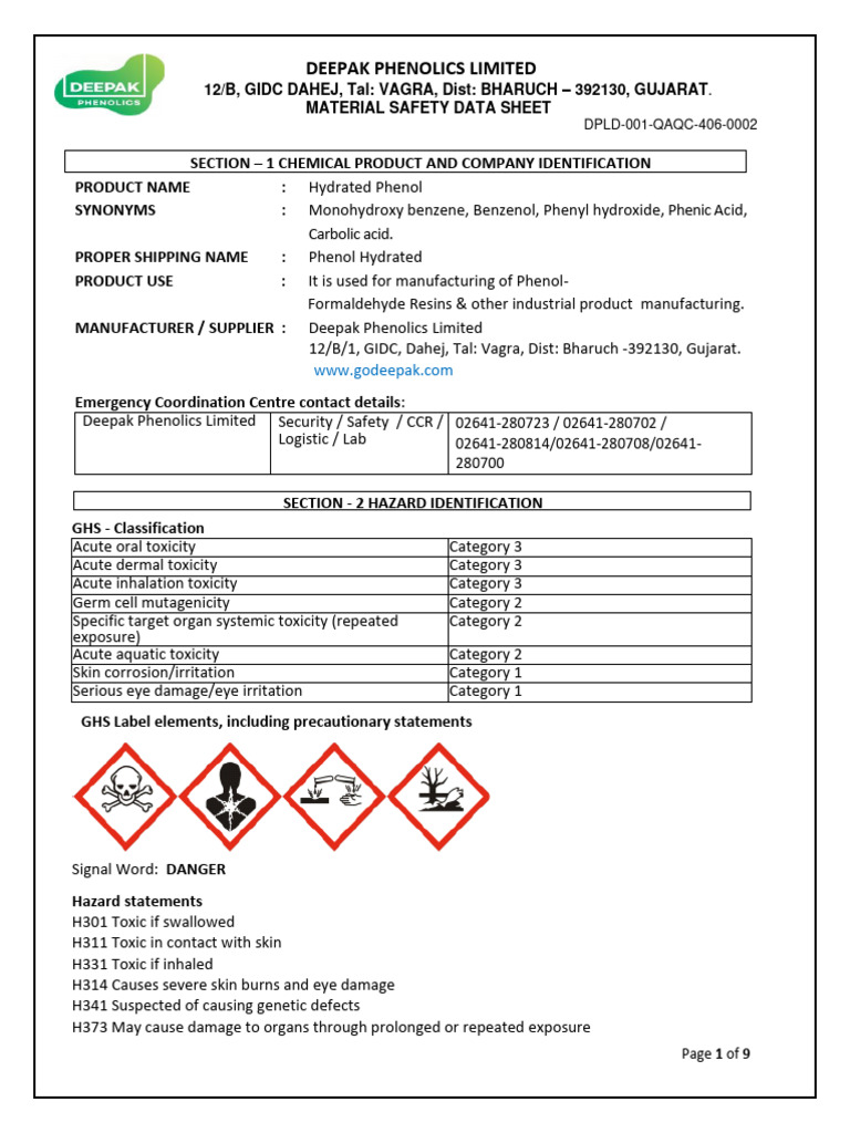 A-19, MSDS | PDF | Sodium | Dangerous Goods