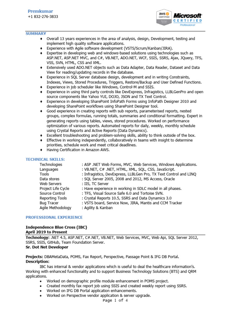 Dice Resume CV Premkumar Chinnasamy | PDF | World Wide Web | Internet & Web