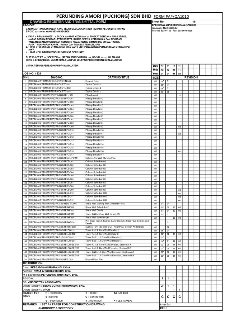 Transmittal IFC | PDF | Architectural Elements | Structural Engineering