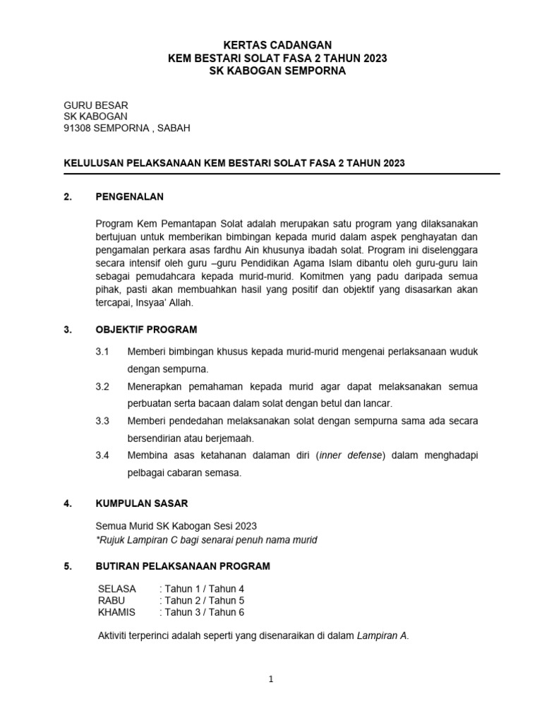 Contoh Kertas Kerja KBS Format Baru | PDF