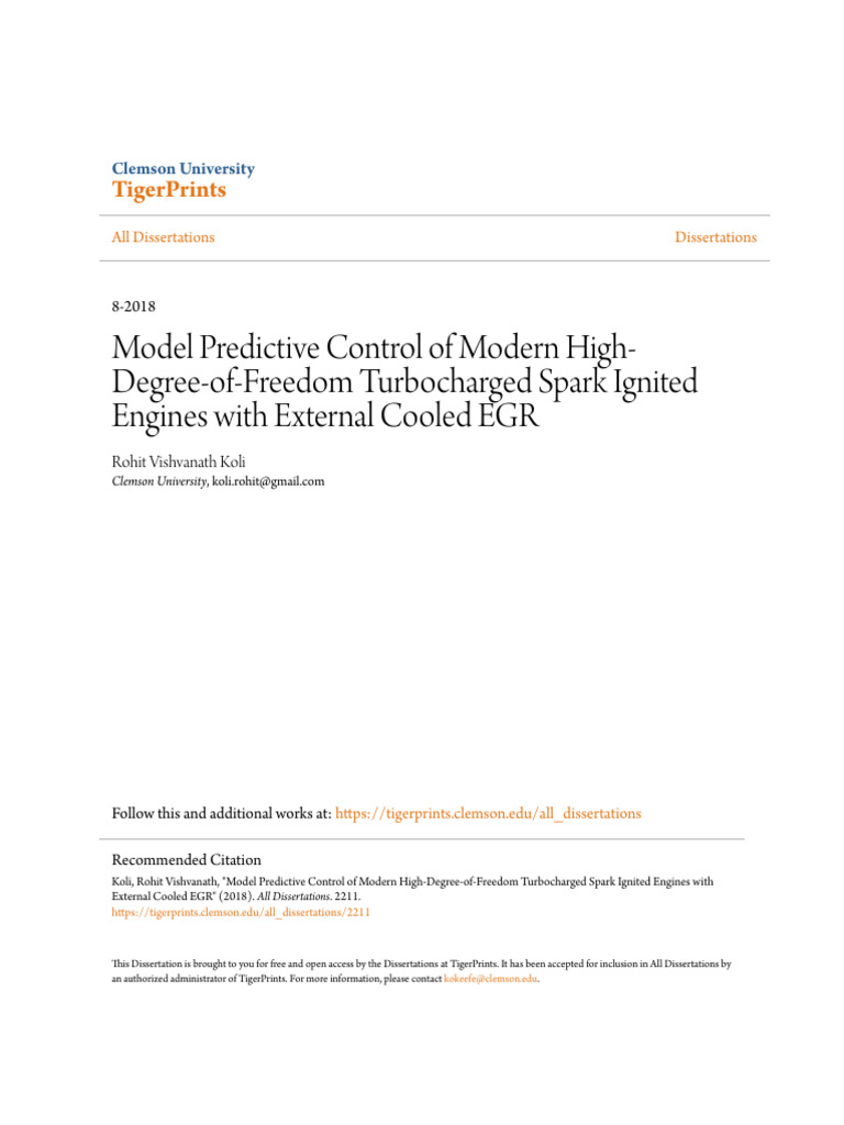 Model Predictive Control of Modern High-Degree-of-Freedom Turboch | PDF ...