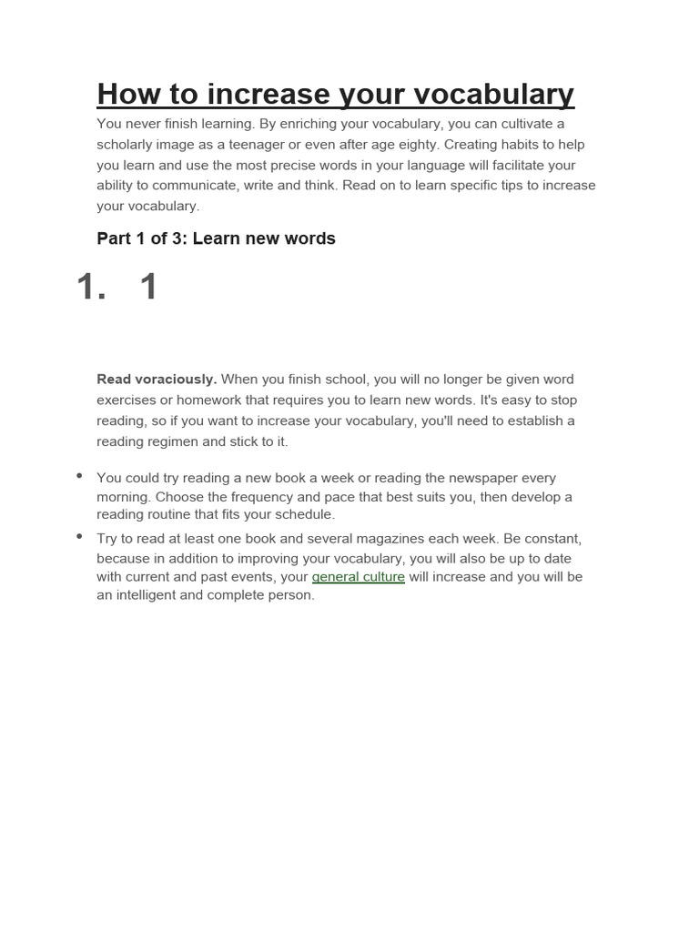 How To Increase Your Vocabulary | PDF | Vocabulary | Flashcard