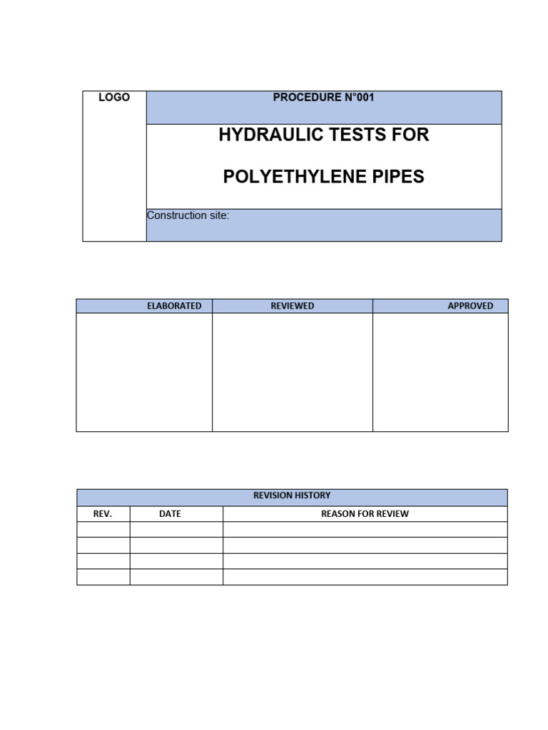Hydraulic Test Procedure For Hdpe | PDF | Pipe (Fluid Conveyance ...
