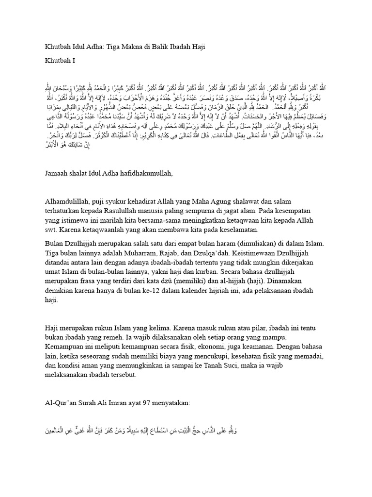 Khutbah Idul Adha | PDF