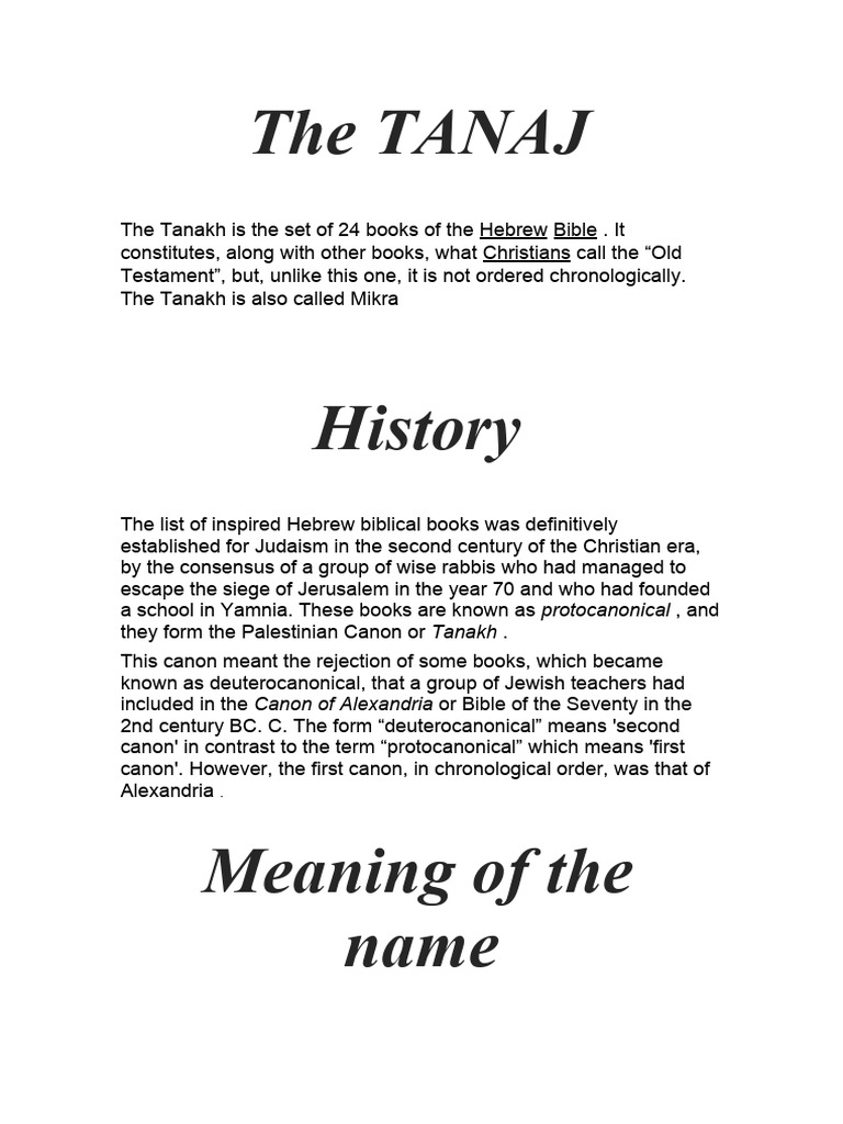The TANAJ | PDF | Hebrew Bible | Biblical Canon