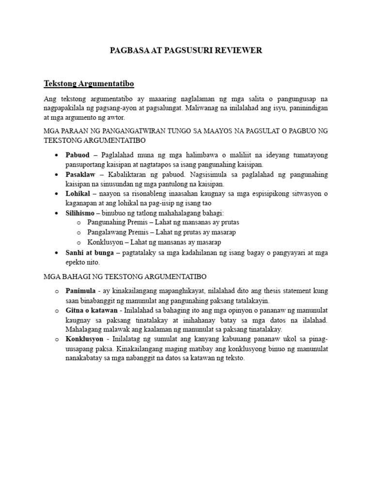 PAGBASA-AT-PAGSUSURI-REVIEWER | PDF