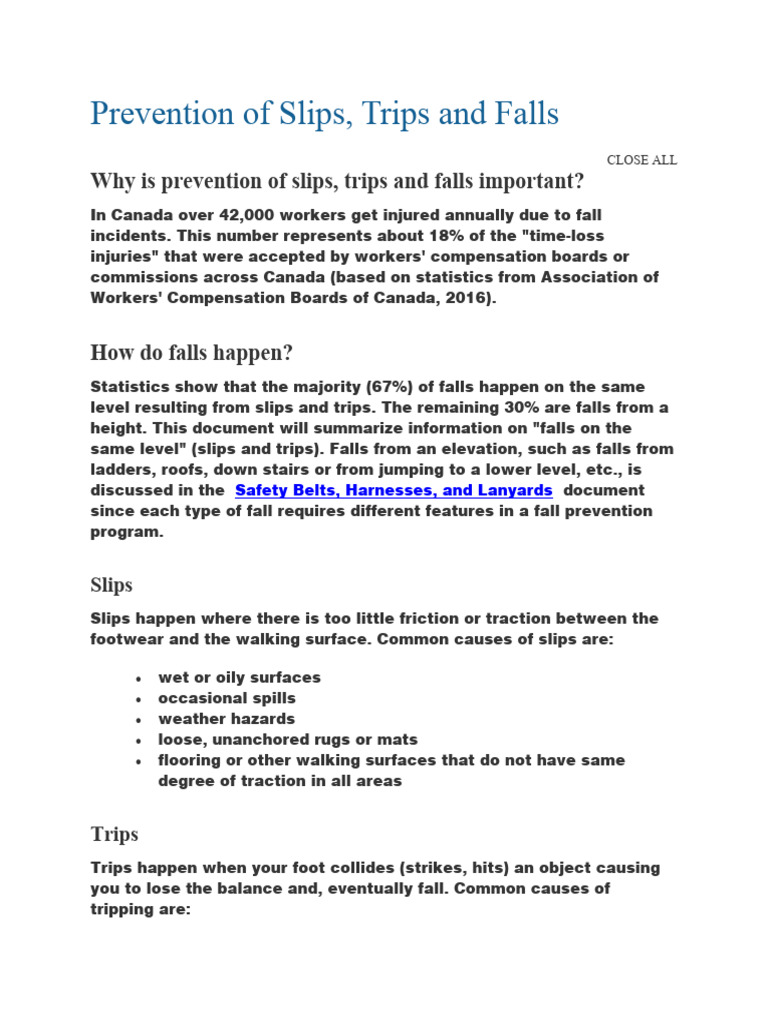 Slips, Trips, Falls Prevention Guide | PDF | Housekeeping | Flooring