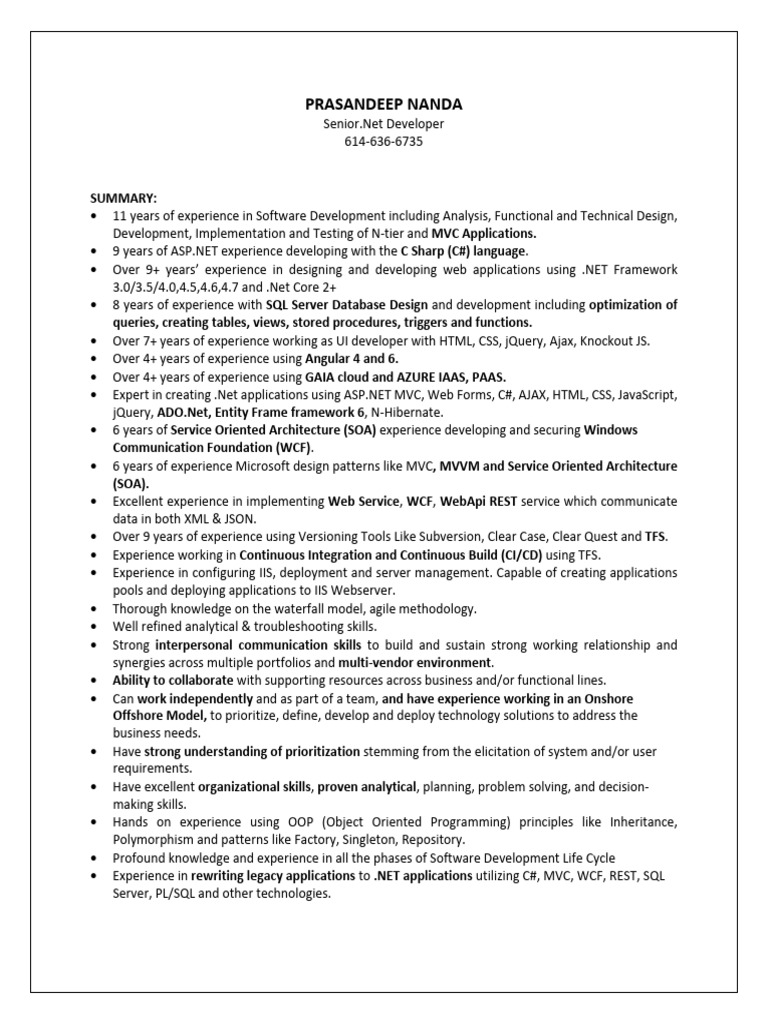 Dice Resume CV PRASANDEEP NANDA | PDF | J Query | Model–View–Controller