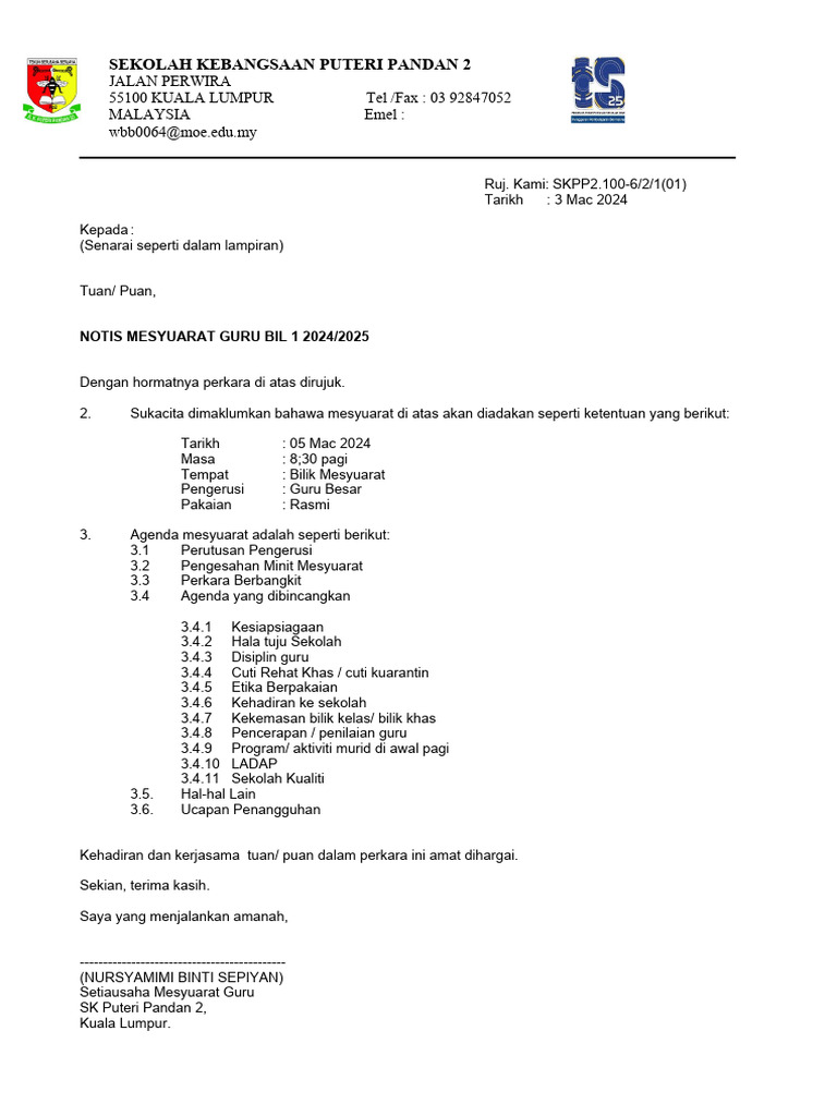 Notis Mesy Guru 1 2024 | PDF