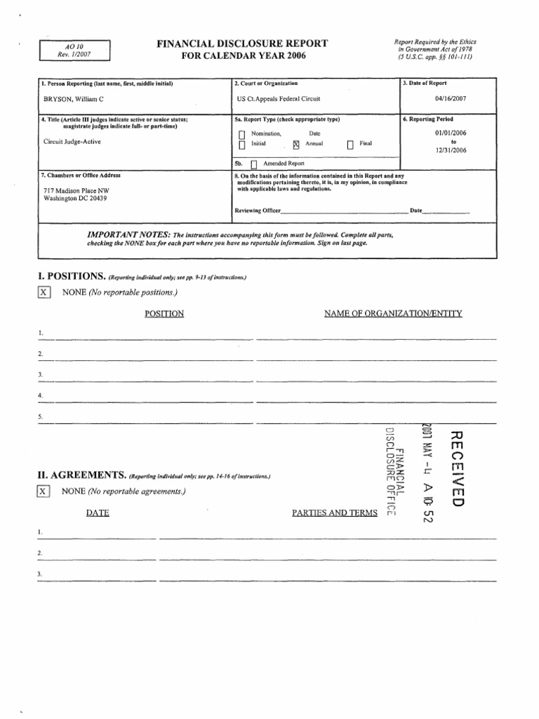 William C Bryson Financial Disclosure Report For 2006 | PDF | Financial ...
