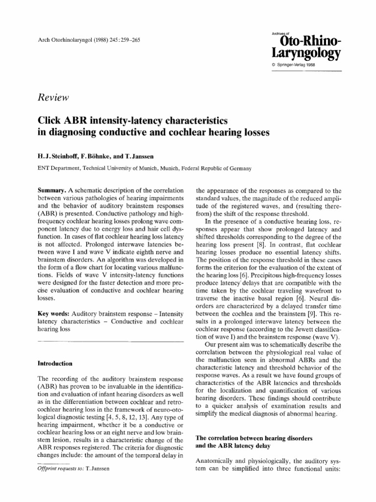 Click ABR Intensity Latency Characterist | PDF | Hearing | Hearing Loss
