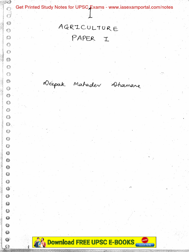 Agriculture Optional Notes Paper 1 Part 1 | PDF