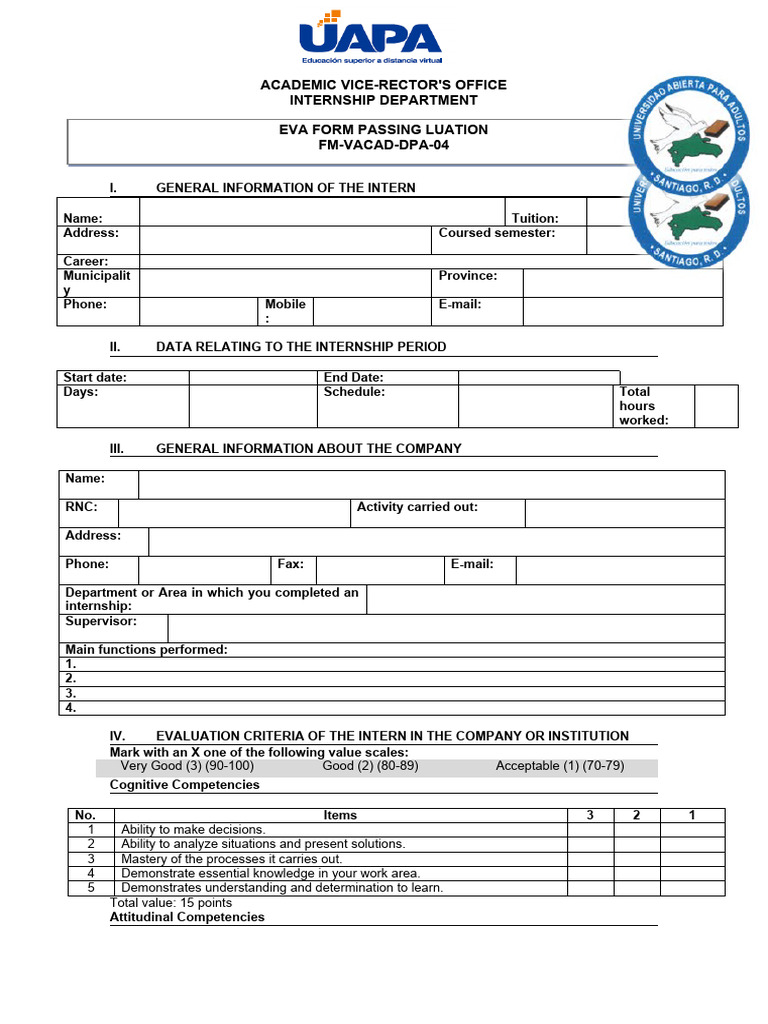 Internship Evaluation Form | PDF | Behavior Modification | Cognition