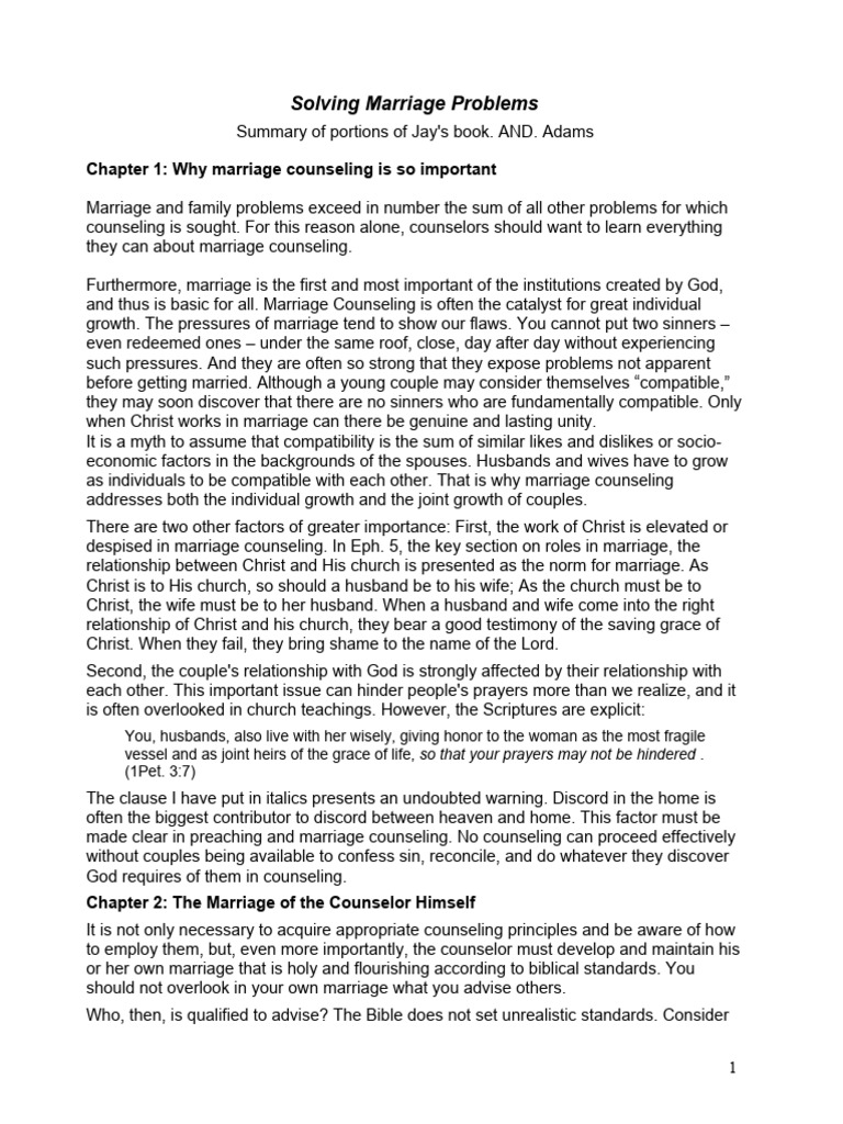 Solving Marriage Problems - Jay. AND. Adams | Download Free PDF ...