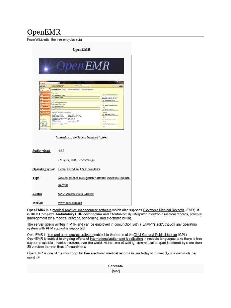 Open EMR | PDF | Health Care | Computing
