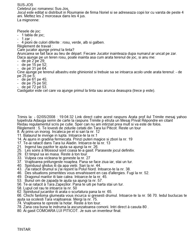 Instructiuni Joc | PDF