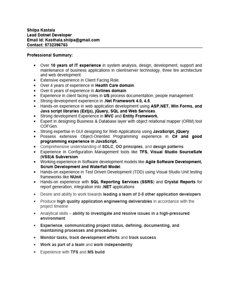 Dice Resume CV Shilpa Kasthala | PDF | Software Development Process ...