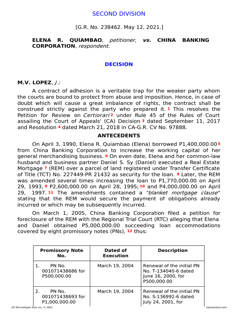 Quiambao vs. China Banking Corp. Case | PDF | Foreclosure | Mortgage Law