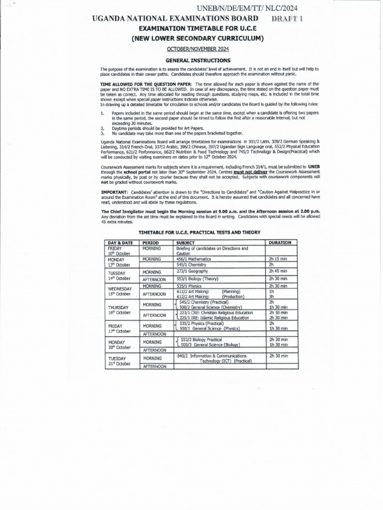 Uce NLSC Timetable Draft1 27june2024 | PDF