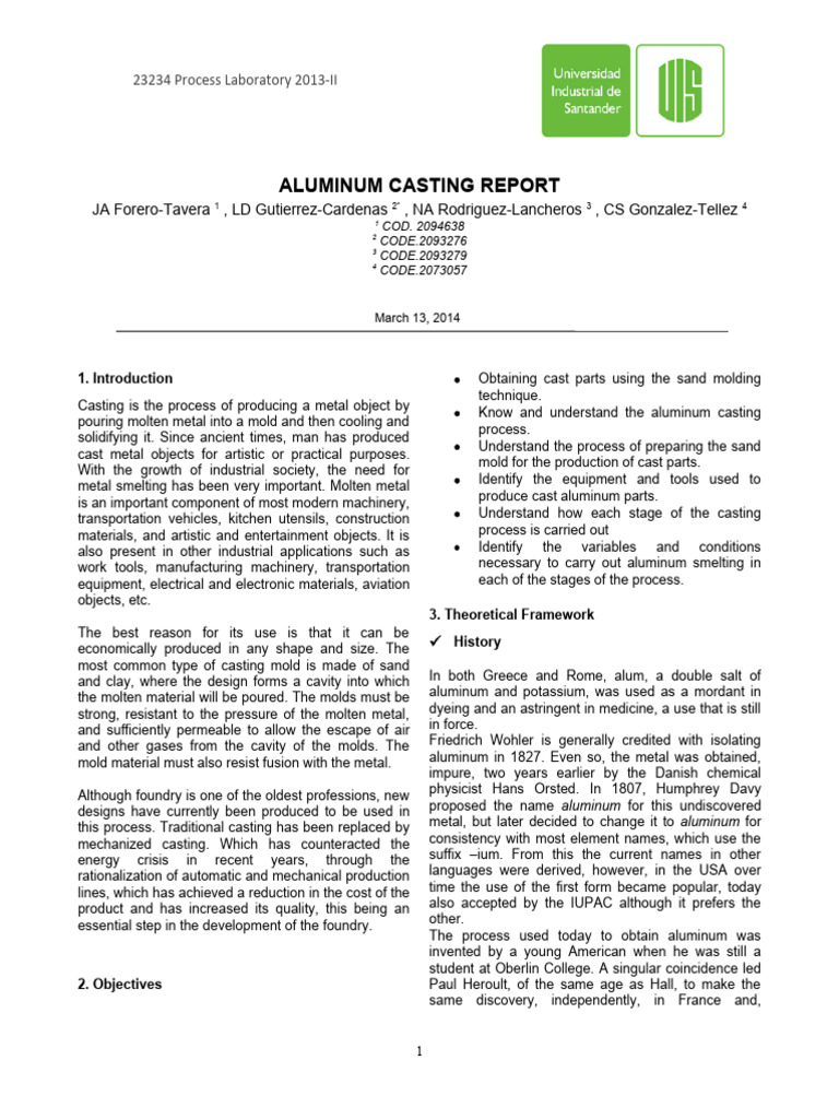 Aluminum Report | Download Free PDF | Casting | Foundry