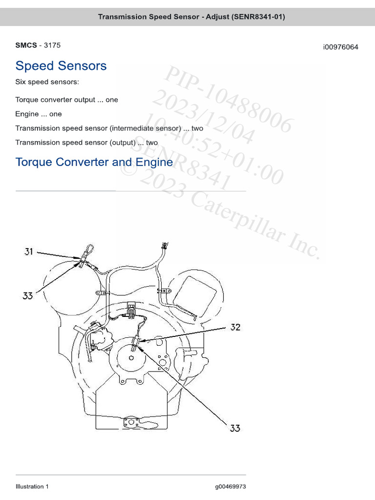 D7R 2HR Transmission Speed Sensor - Adjust (SENR8341-01) | PDF