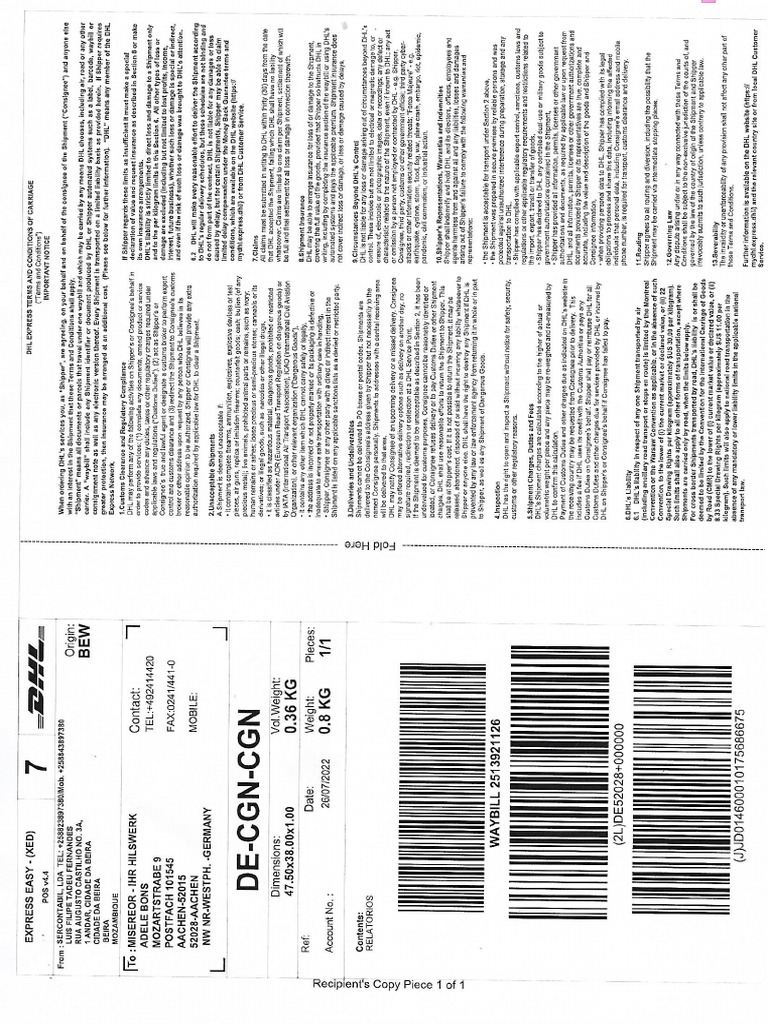 DHL Waybill 2513921126 | PDF