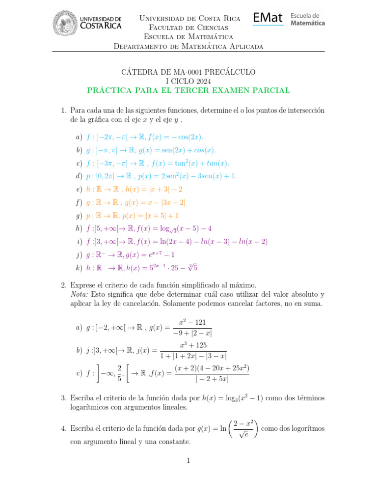 Práctica Del Tercer Parcial, IC 2024 | PDF | Funciones y mapeos | Conceptos matemáticos