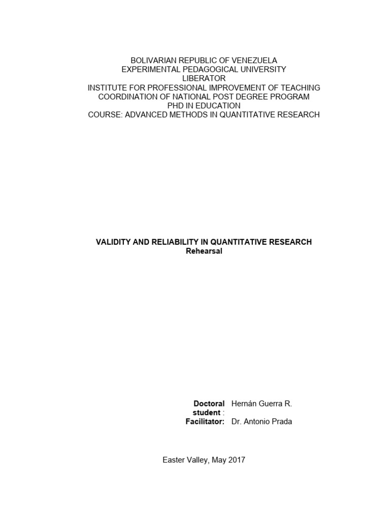 Essay On Validity and Reliability | PDF | Validity (Statistics ...