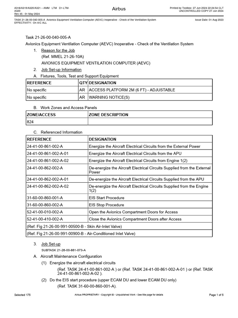 A320 AEVC Ventilation System Check | PDF | Aircraft | Aviation