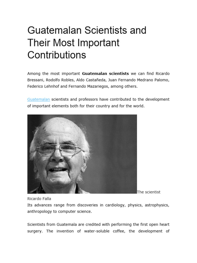 Guatemalan Scientists and Their Most Important Contributions | PDF ...