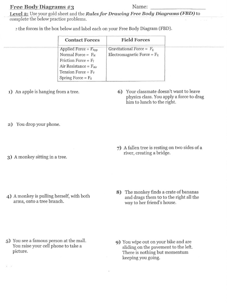 Free Body Diagrams 3 and KEY-1-2 | PDF