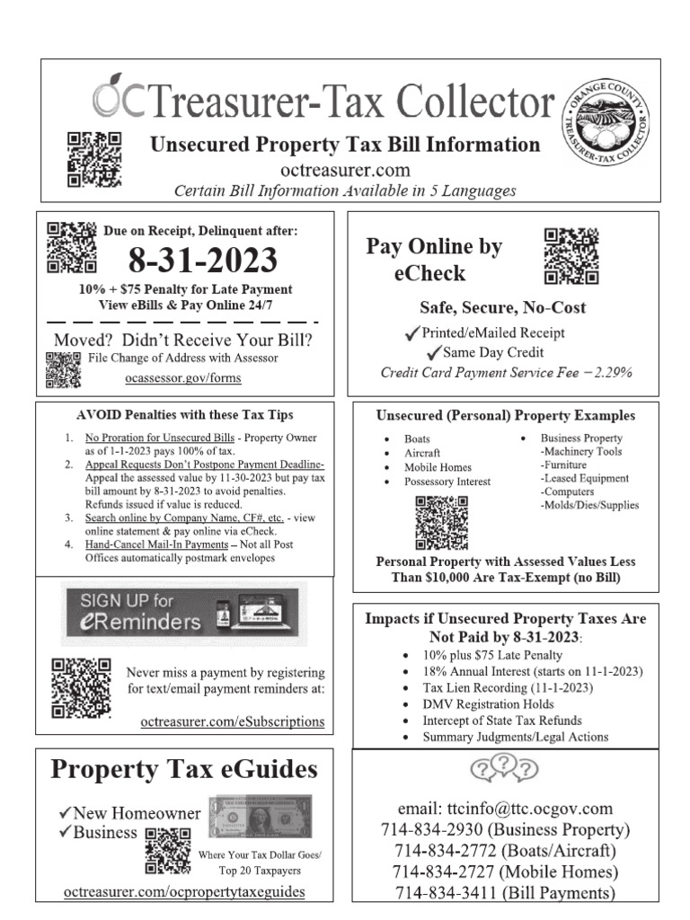 Unsecured Property Tax Bill Guide | PDF | Finance & Money Management