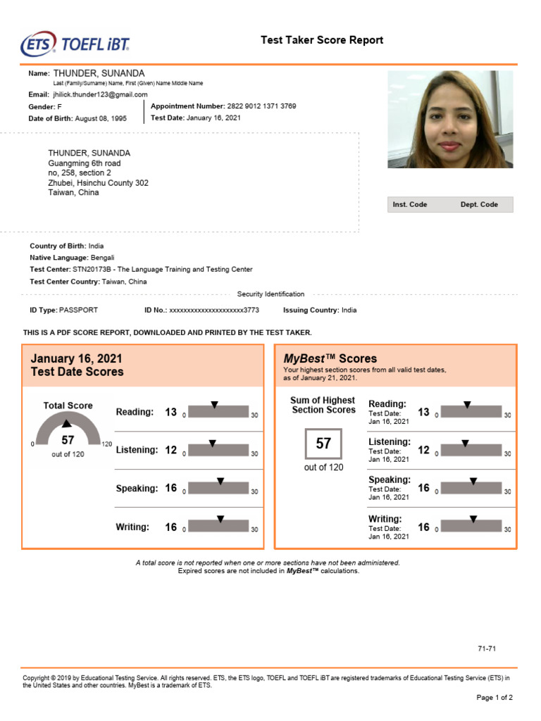Toefl Report | PDF | Test Of English As A Foreign Language