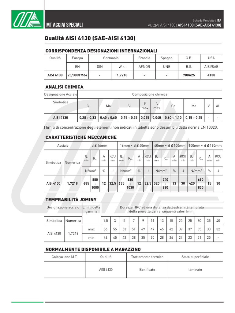 Acciaio - AISI-4130 - (SAE-AISI-4130) | PDF