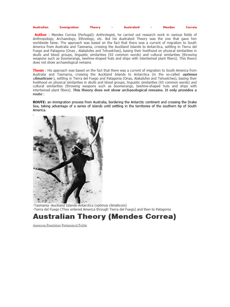 Mendes Correia's Australian Immigration Theory | PDF | Australia
