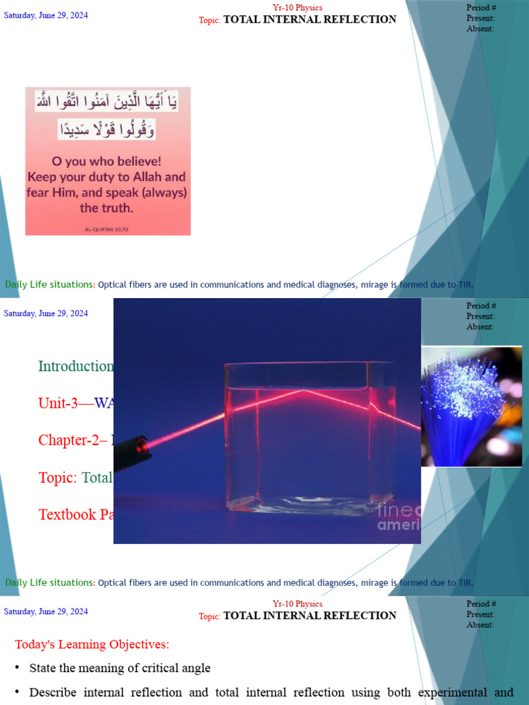 Total Internal Reflection in Physics | PDF | Reflection (Physics) | Optics
