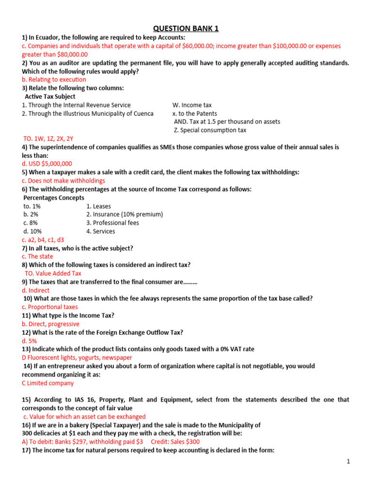 1 Complex Exam Question Bank | PDF | Internal Control | Audit